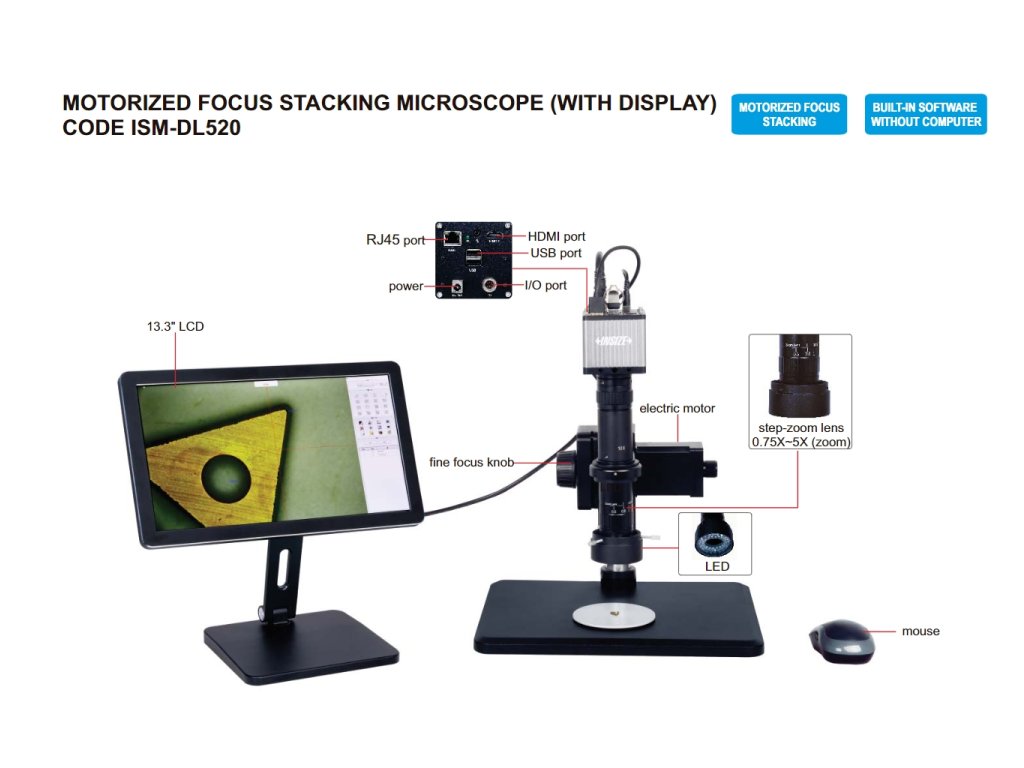Digitální mikroskop s motorizovaným zaostřením ISM-DL520 INSIZE | E-shop | MB Calibr