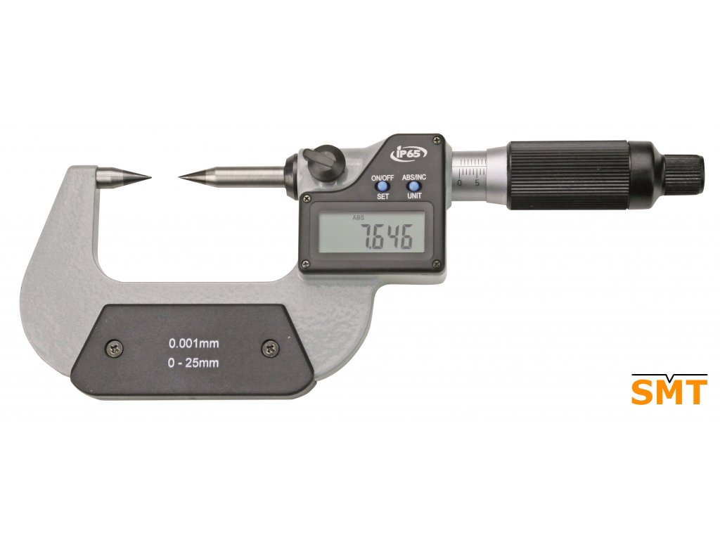 Digitální třmenový mikrometr 0-25/0,001 mm, špičaté doteky - MICROTES s ...