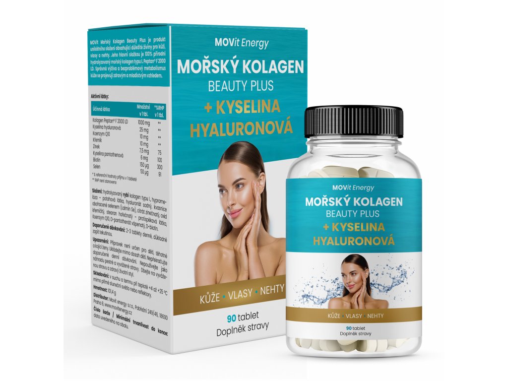 MOVit Mořský Kolagen Beauty Plus + Kyselina hyaluronová - MOVit Energy