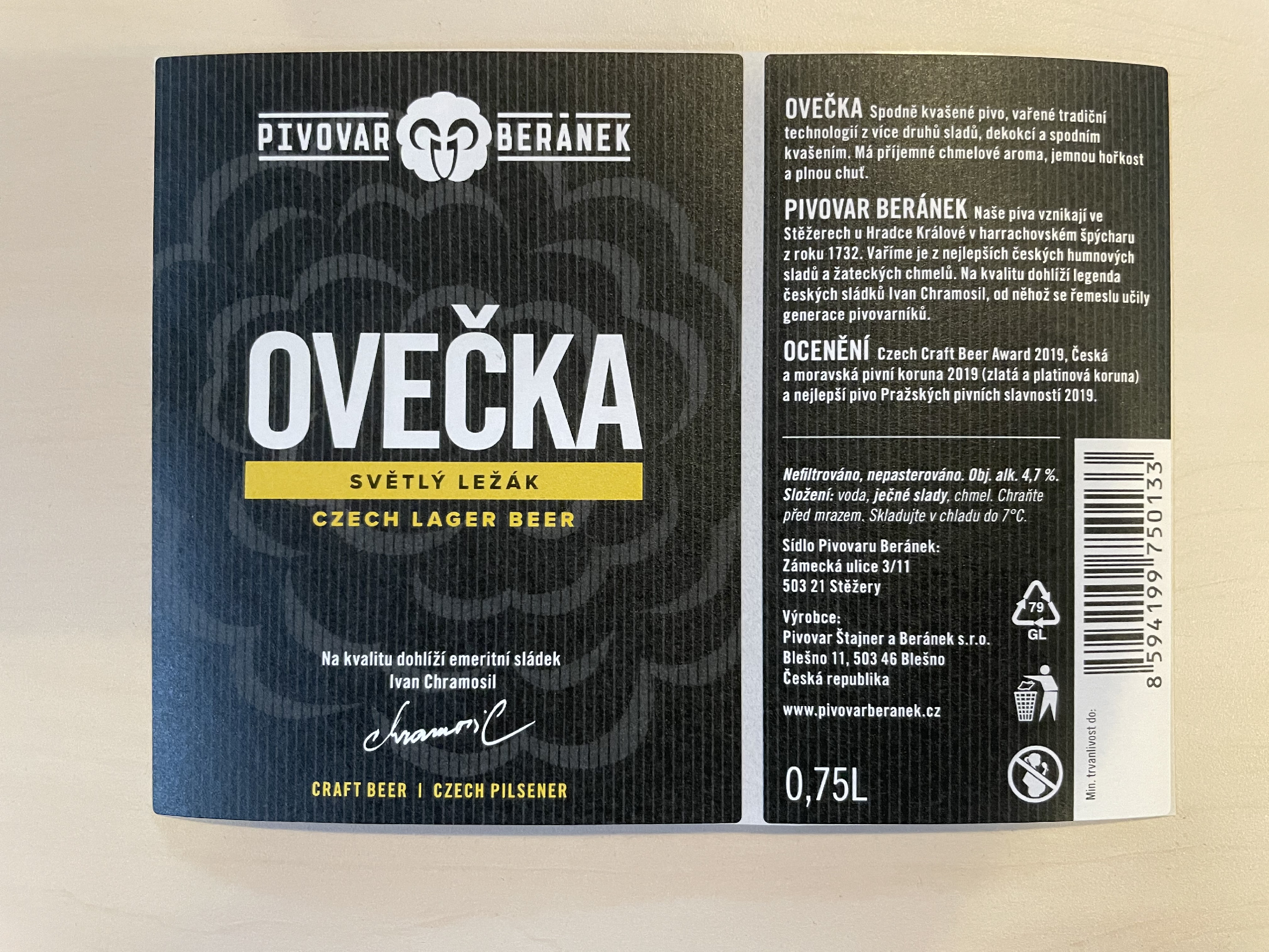 Etiketa Ovečka 1ks - eshop.pivovarberanek.cz