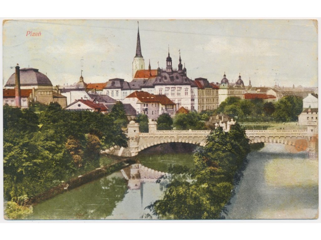 47 - Plzeň, pohled na město, cca 1914 - Pohlednice Sbírám.cz