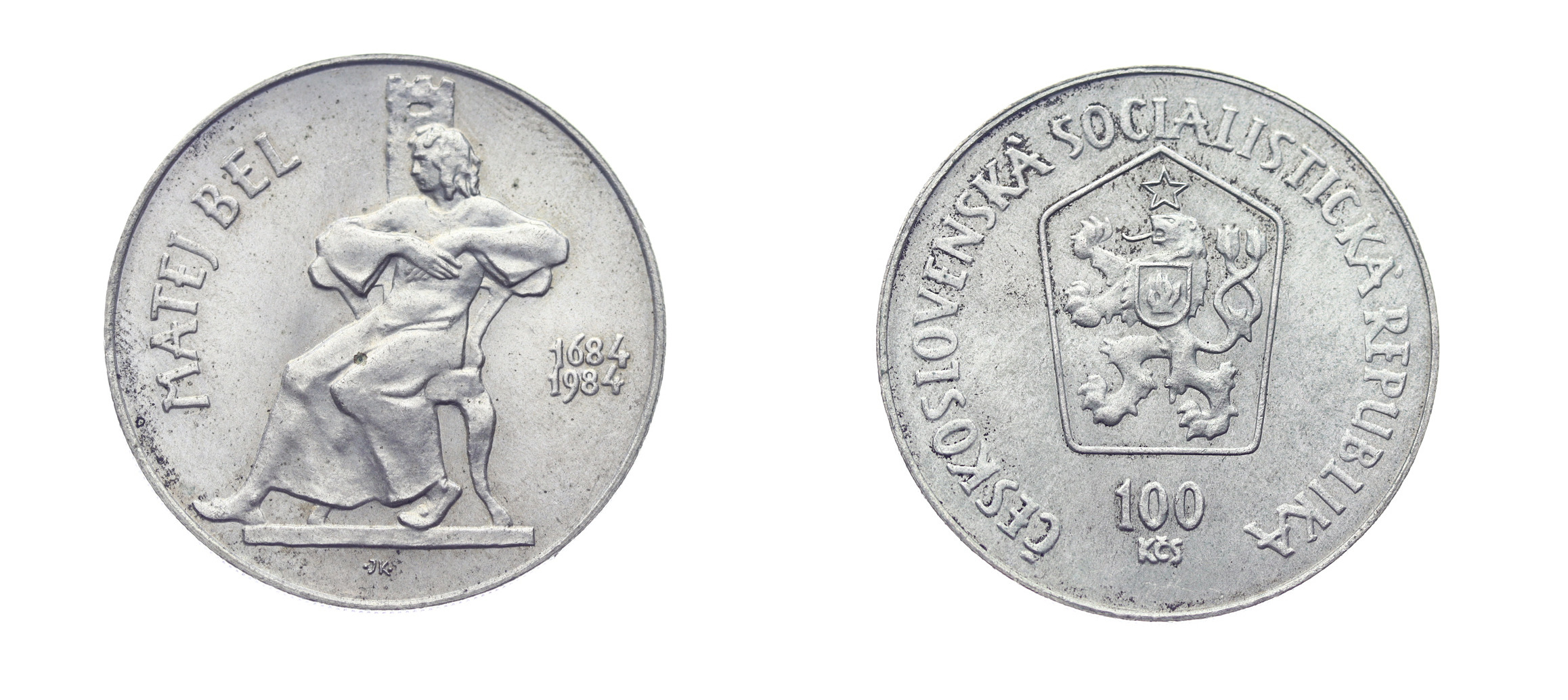 ČSSR, 100 Kčs, Matej Bel, 1984, Ag mince, krásná patina, stav 0/0 ...