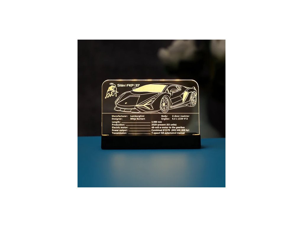 LED štítek pro LEGO® set 42115 Lamborghini Sián - 24BRICK