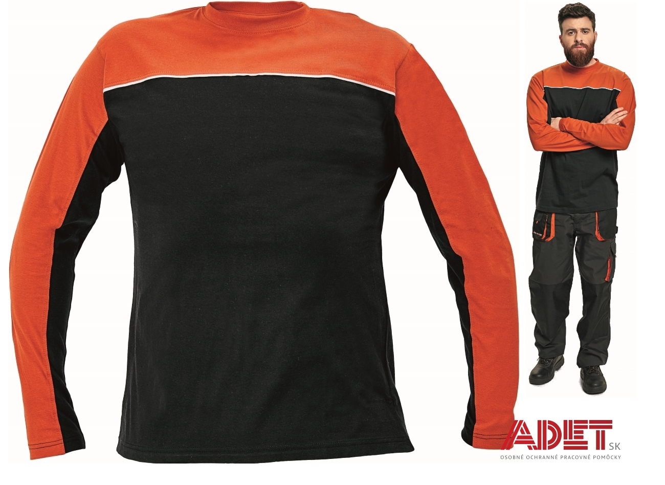 Pracovné odevy - tričko s dlhým rukávom EMERTON ČERVA - ADET SK s.r.o.