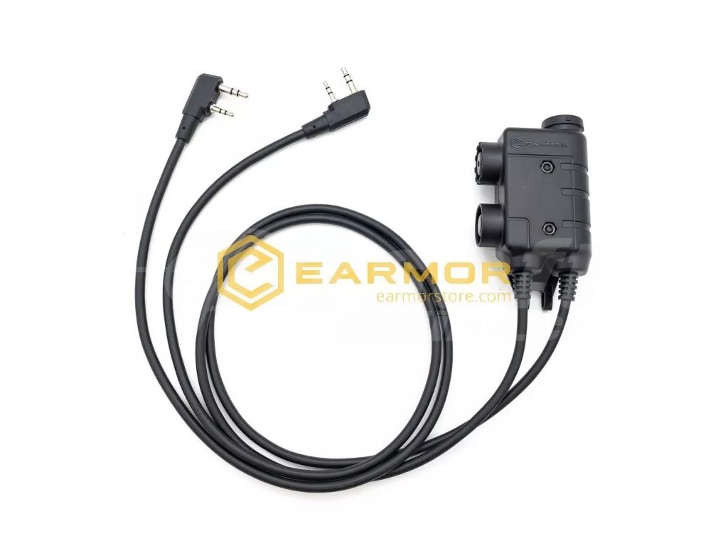 PTT tlačítko M56 DUALCOMM konektor Kenwood / Baofeng - 2 piny, EARMOR - Airsoft-online.cz