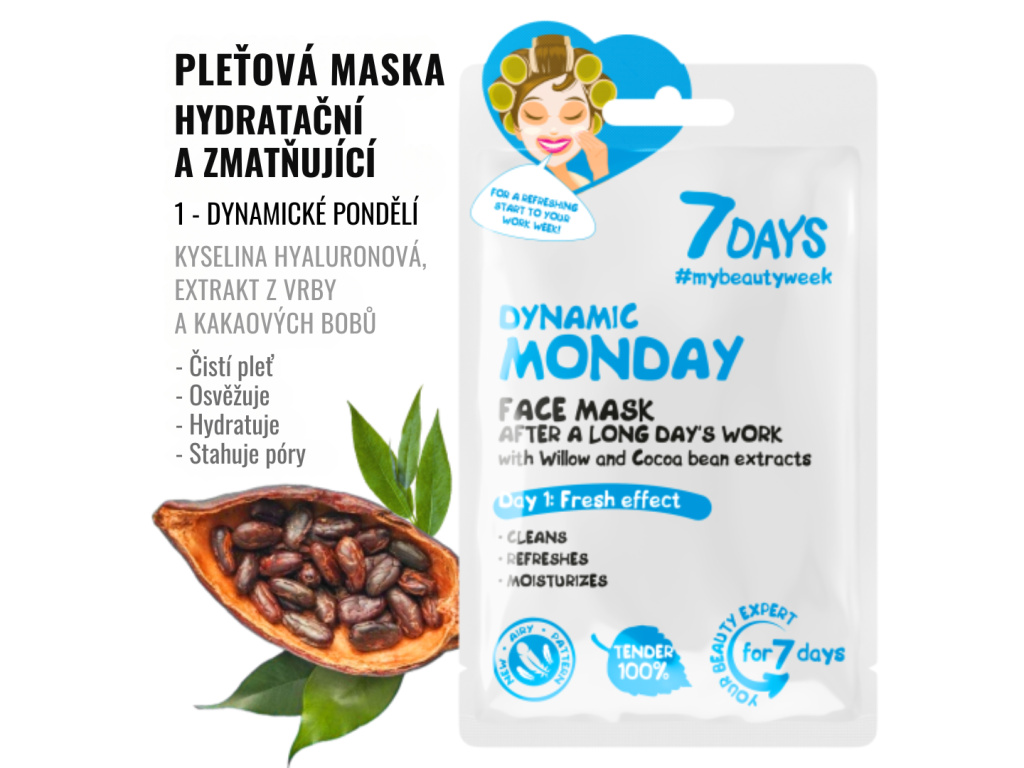 7DAYS Monday - plátýnkové masky na obličej, 7 ks