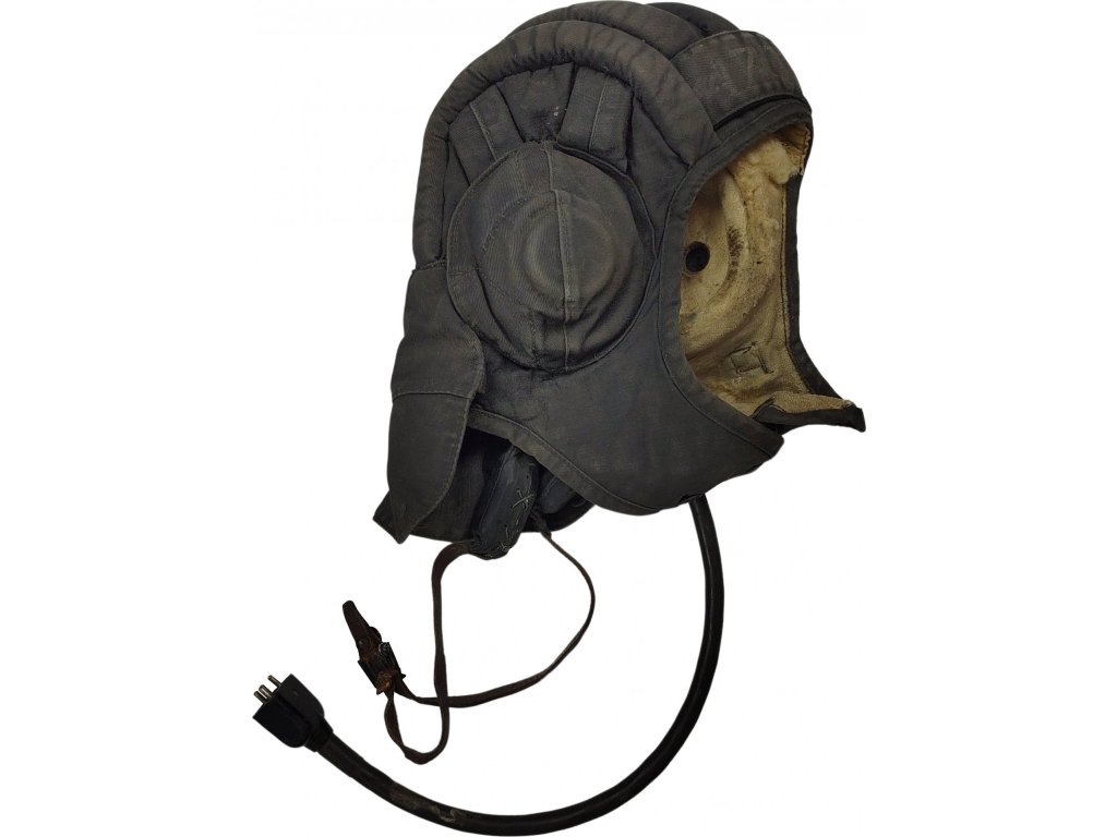 Helma zimná tankistická kukla čierna s krkafónom ČSLA originál použitá ...