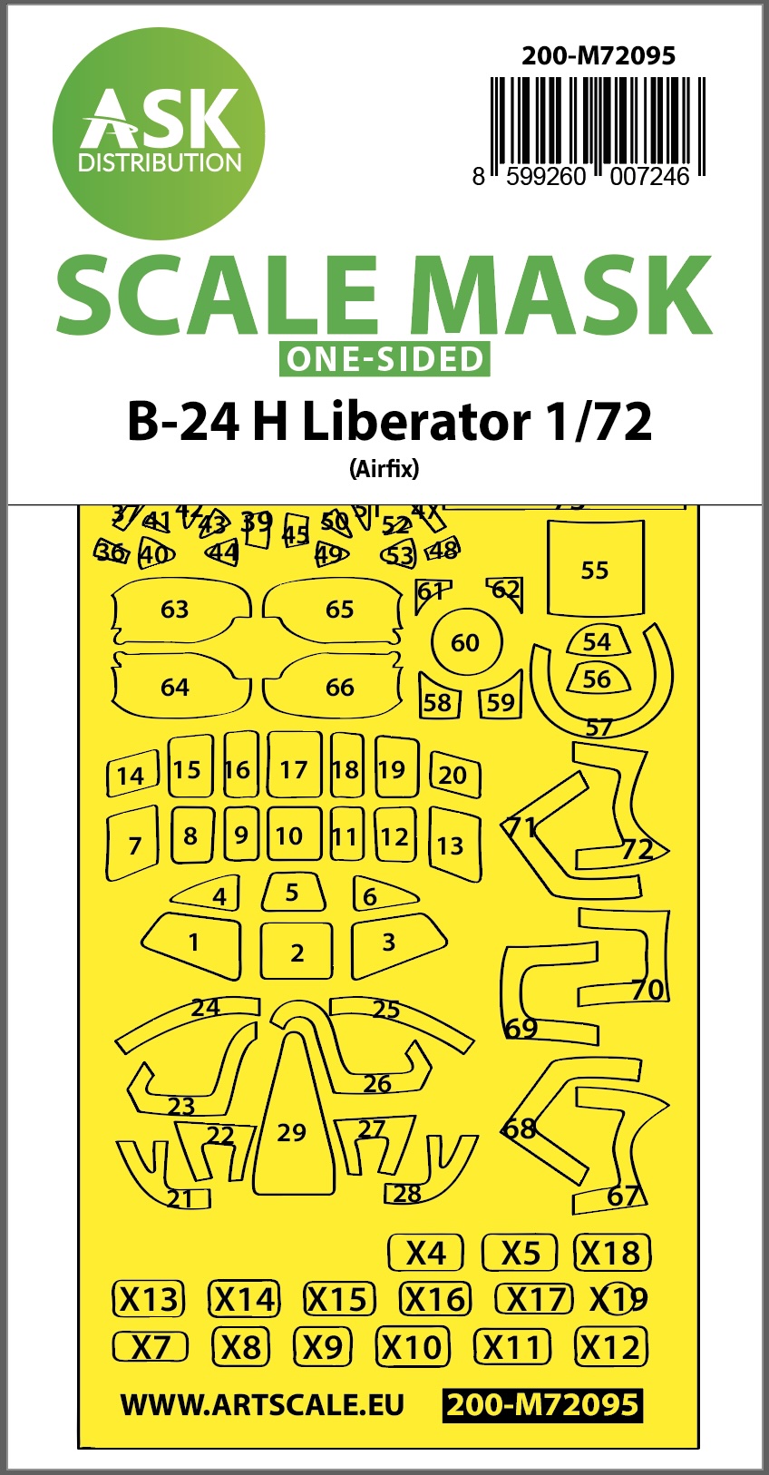 1/72 B-24H Liberator one-sided fit express mask for Airfix - Art Scale Kit