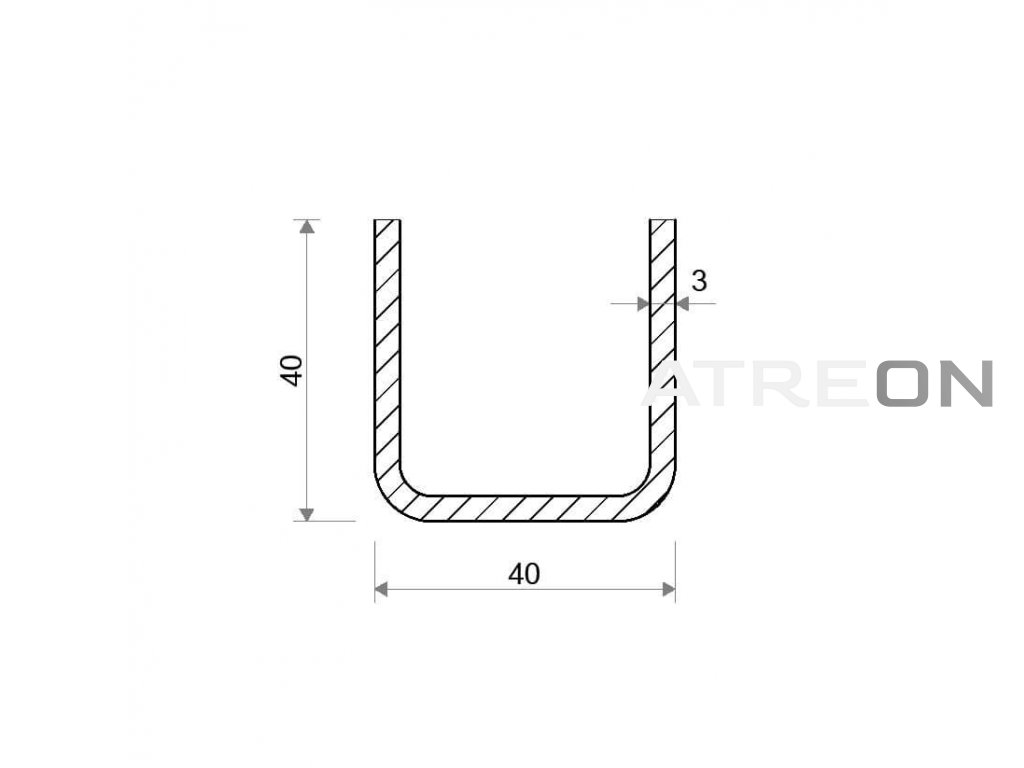 U profil 40x40x3 z kategorie U profily - SKLADEM | ATREON.cz