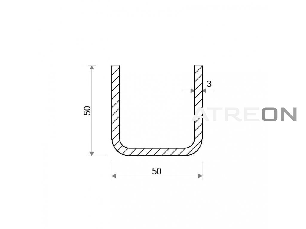 U profil 50x50x3 z kategorie U profily - SKLADEM | ATREON.cz