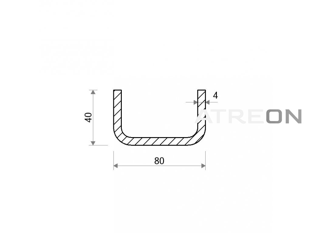 U profil 80x40x4 – SKLADEM | ATREON.cz