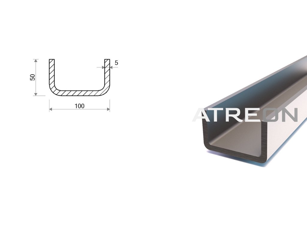 U profil 100x50x5 z kategorie U profily - SKLADEM | ATREON.cz