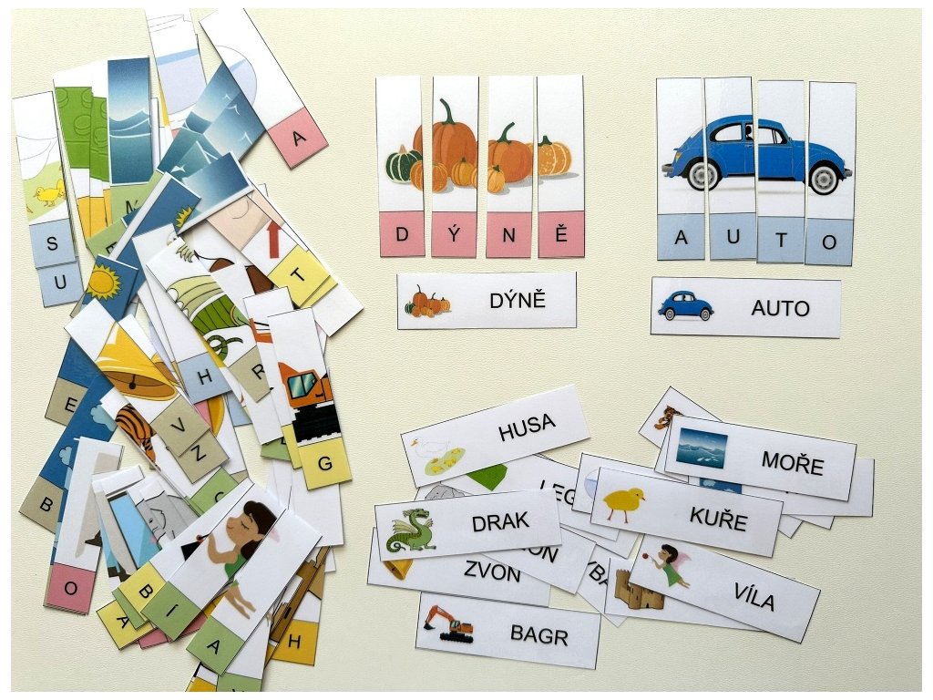 Čtení s obrázky. Skládanka 2 - slova na 4 písmena - Z jiného světa