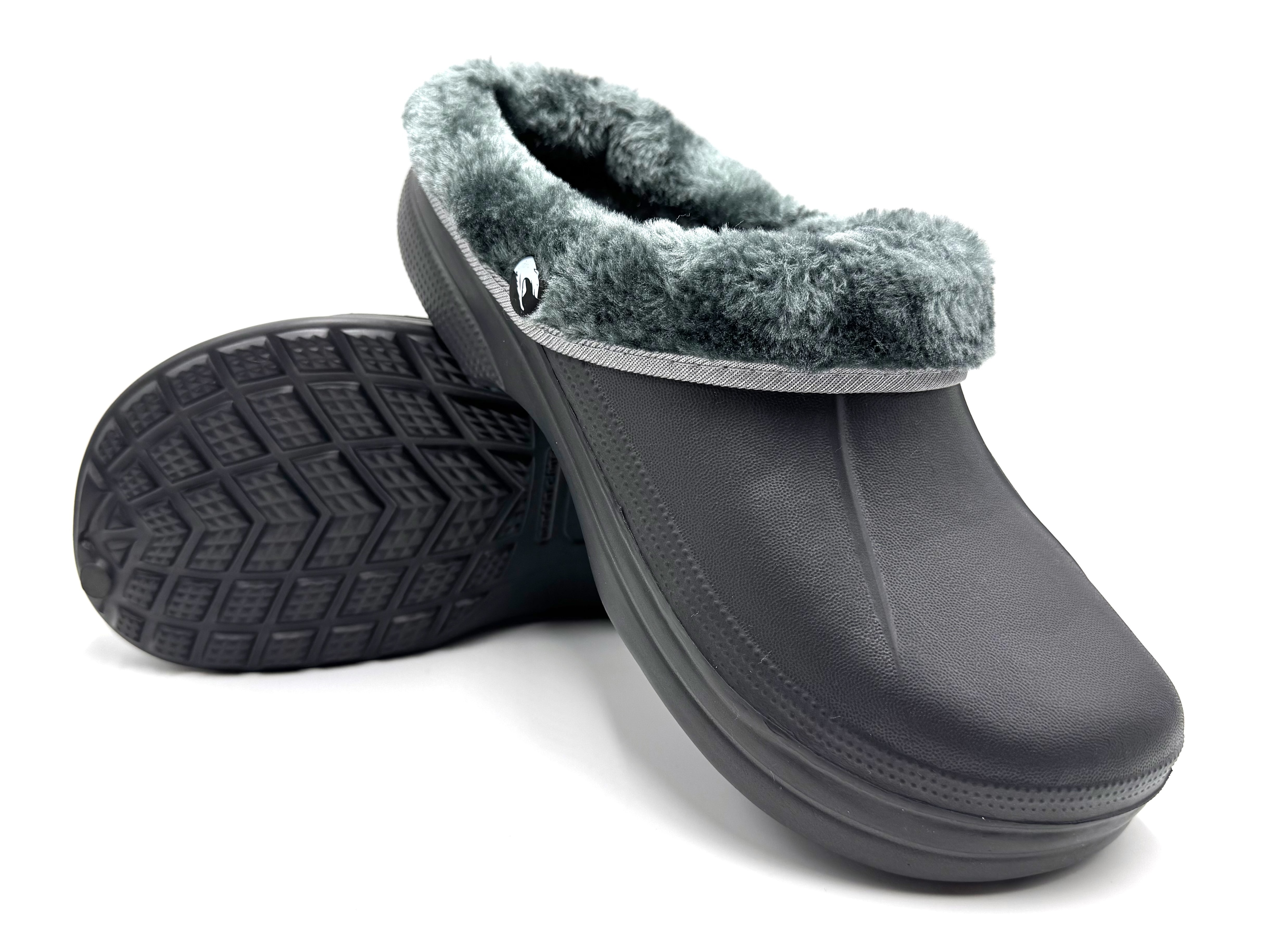 TexBase Pantofle Clogs Plné s Kožíškem Šedé | AzFishing.cz