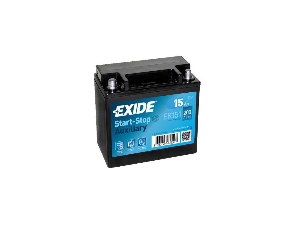 Autobaterie EXIDE START-STOP 12V 15Ah 200A EK151 - Battery Import