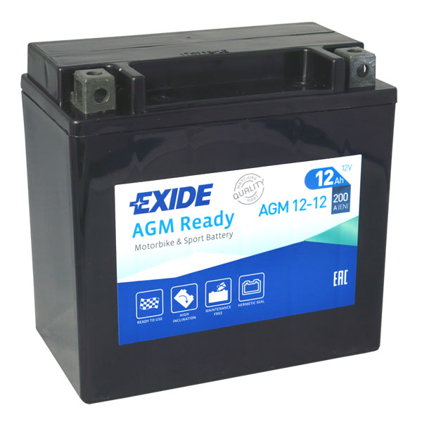 Motobaterie EXIDE BIKE AGM Ready 12Ah, 12V, AGM12-12 (YTX14-BS ...