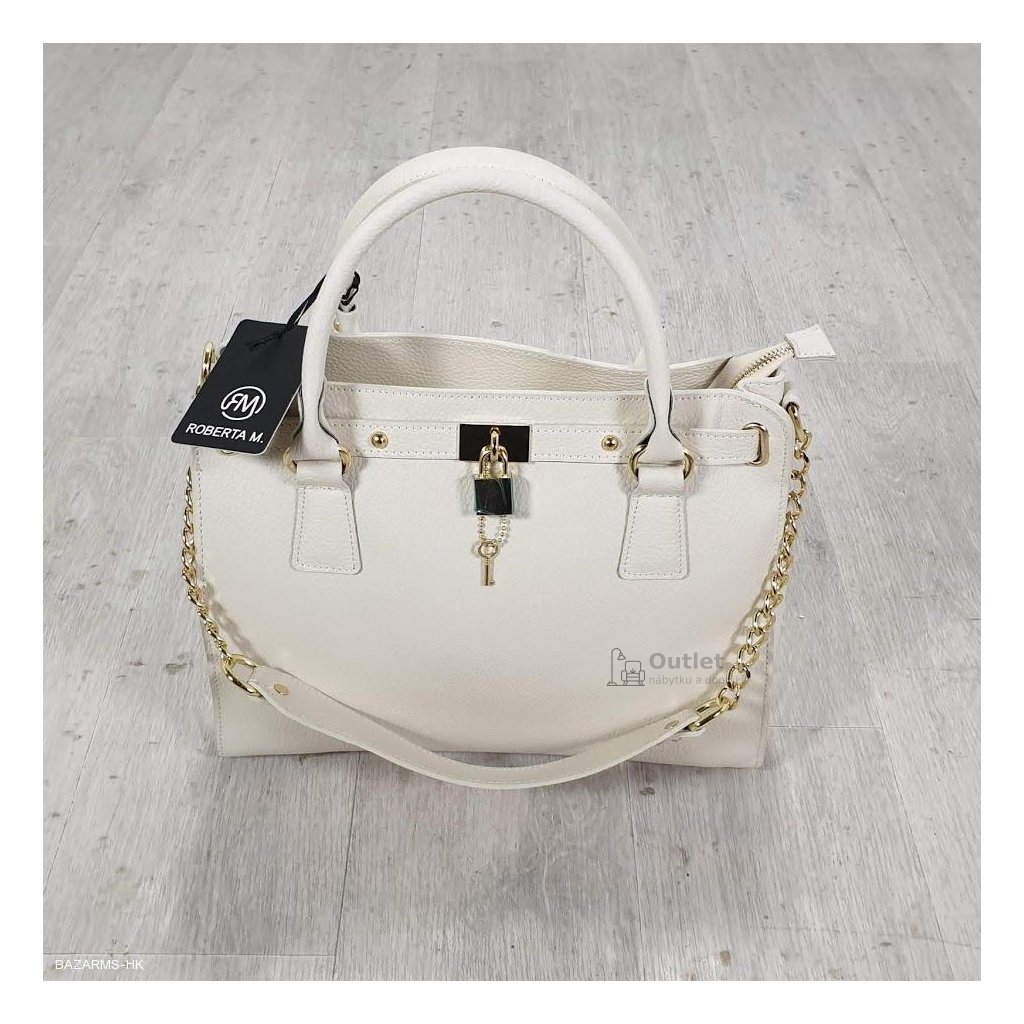 Světle béžová kožená kabelka Roberta M | OUTLET NÁBYTKU