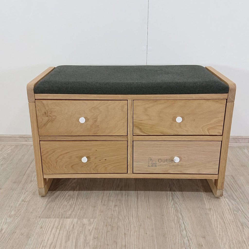 Přírodní dubový botník se 4 šuplíky Rowico Metro | OUTLET NÁBYTKU