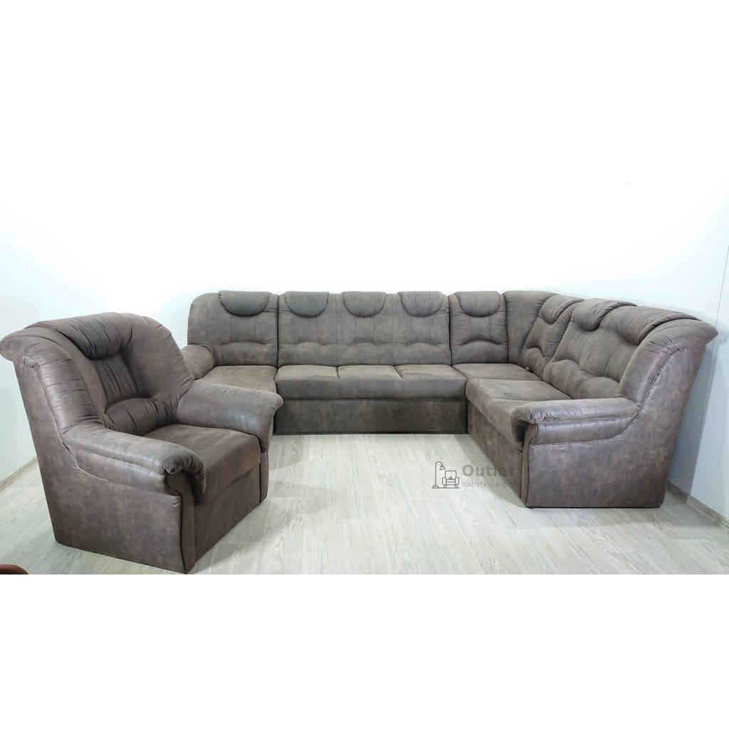 Sedací souprava Hnědý rozkládací gauč s úložným prostorem ve tvaru "U ...