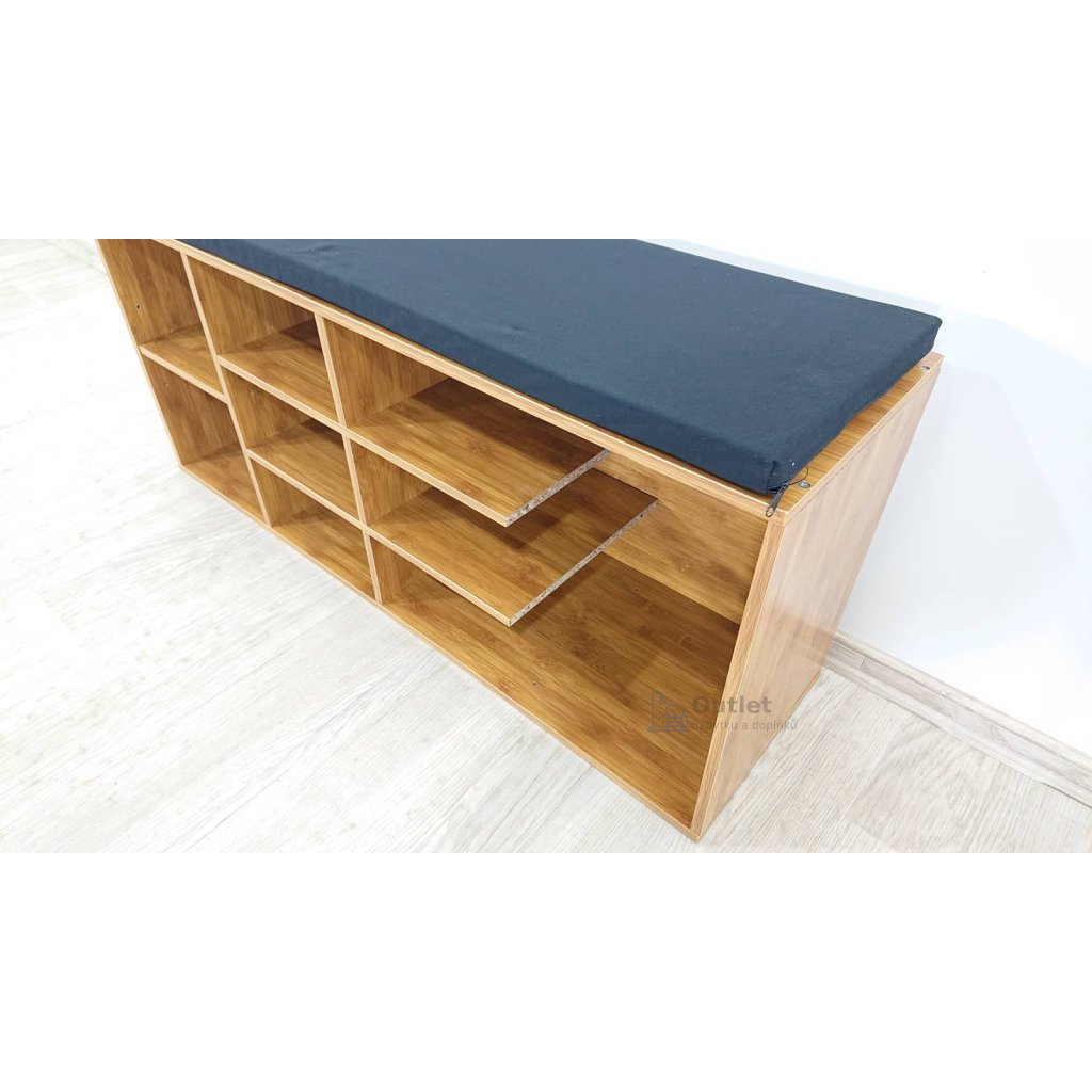 Dřevěný botník s černým podsedákem Wenko Loft | OUTLET NÁBYTKU