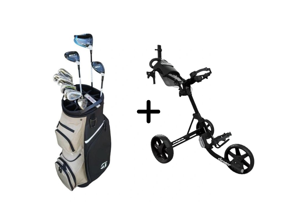 Taylor Made SIM2 Max pánský golf. set na grafitu + Clicgear M4 vozík ...