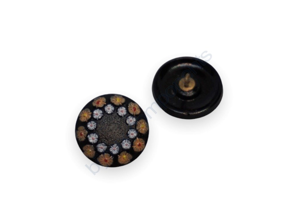Skleněný knoflík černý, s barevným květinovým motivem - Bijoux Components - Svět korálků