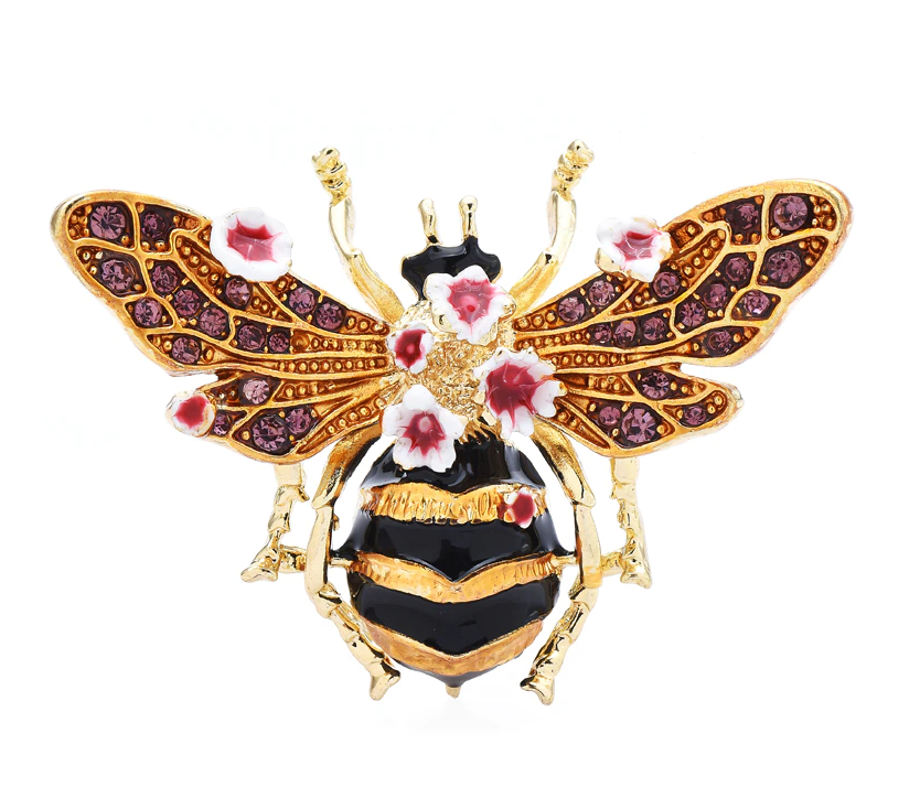 Luxusní brož VČELA s květinami - Bižuterie TOP CZ