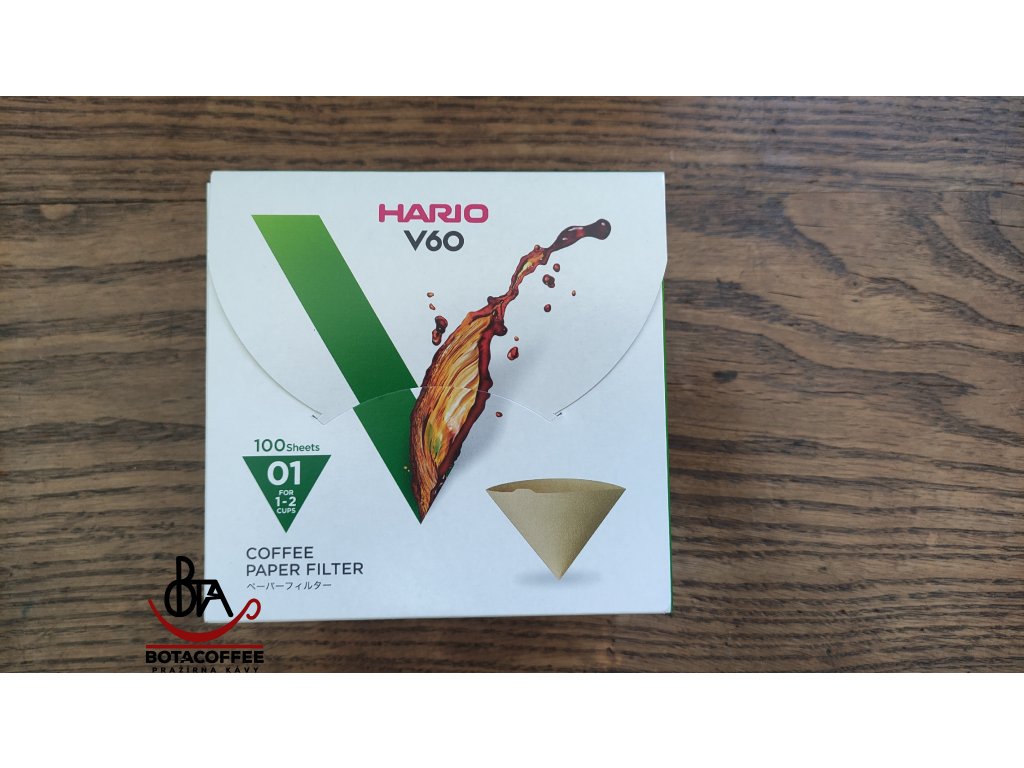 Hario Misarashi hnědé papírové filtry do V60-01 (100 ks) - krabička - BotaCoffee.cz