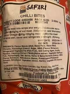 SAFARI CHILLI BITES 2KG - Braai lapa