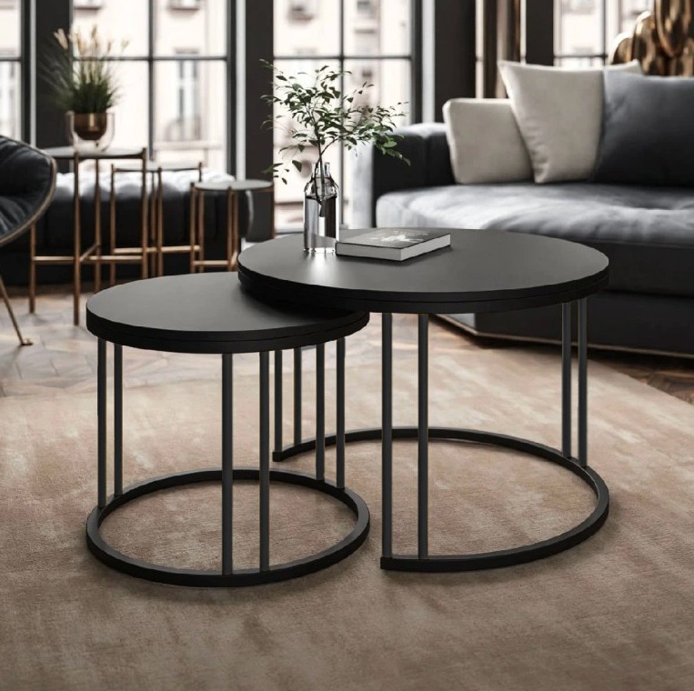 Okrúhly konferenčný stolík 2v1 LOREEN čierny mat | Catalina.sk