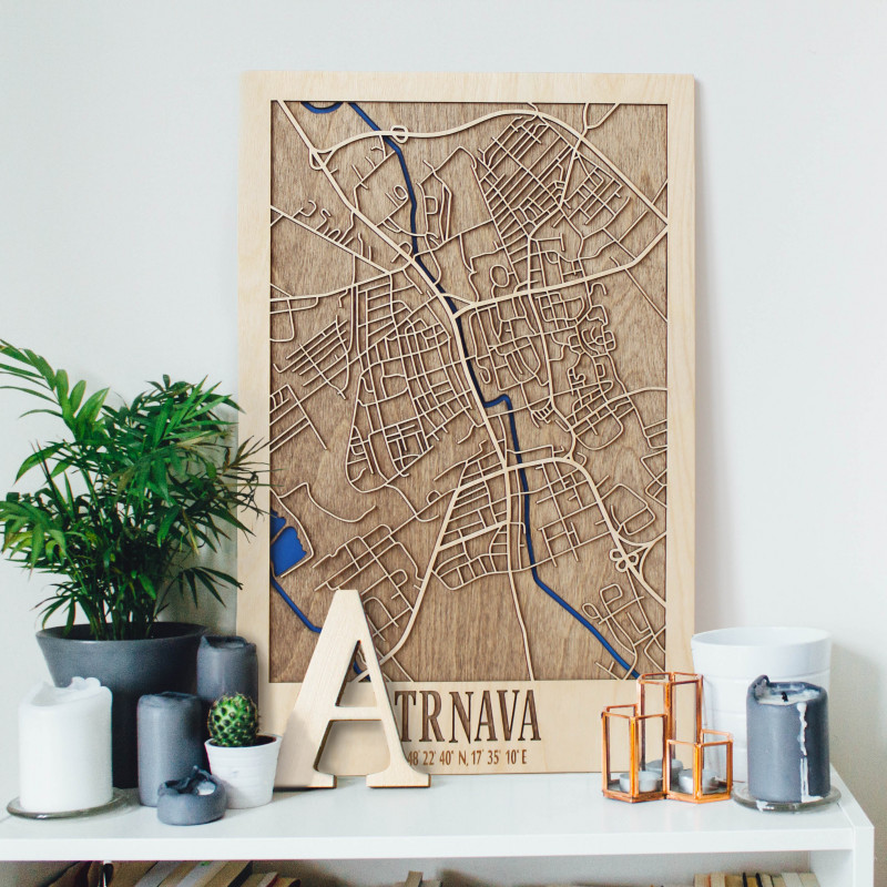 Drevená mapa "Trnava"