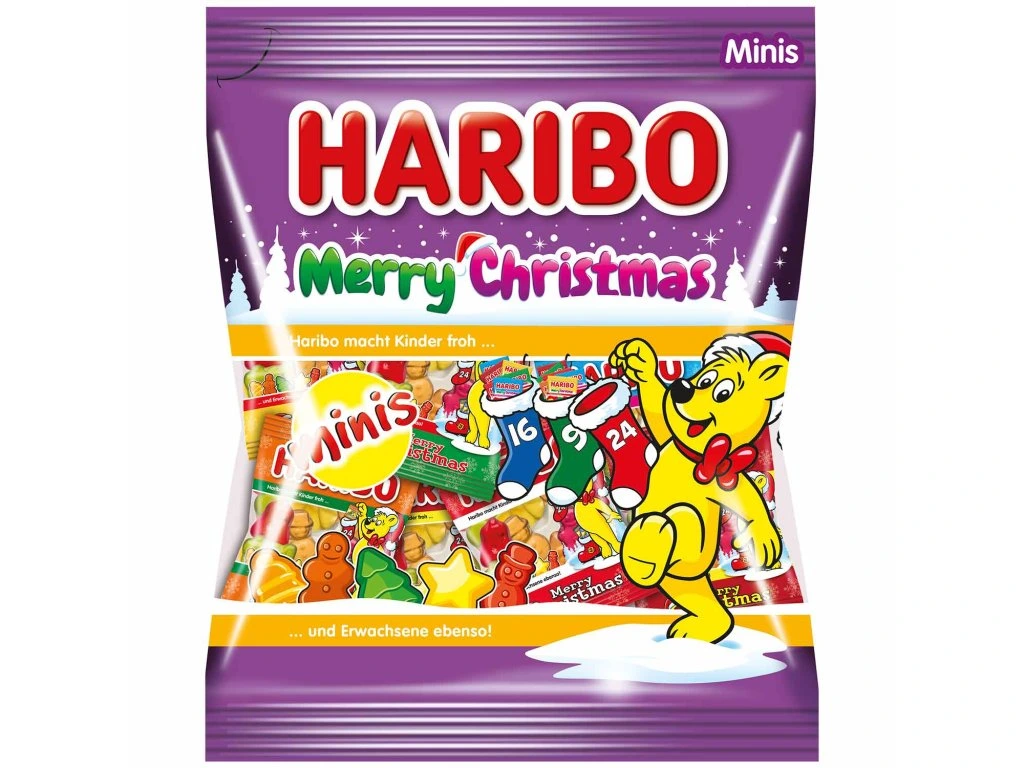 Haribo Vánoční minis MIX Ovocné želé bonbóny 24 sáčků, 250 g - Celtic ...