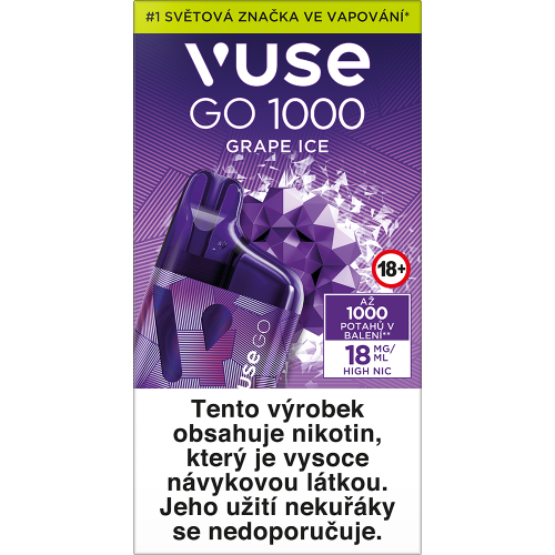 VUSE GO 1000 BOX Grape Ice 18mg - CeskaTrafika.eu