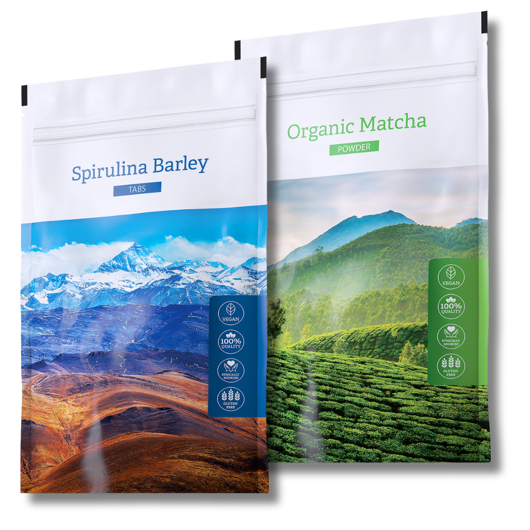 Energy Spirulina Barley Tabs. + Organic Matcha Powder - Cestou přírody