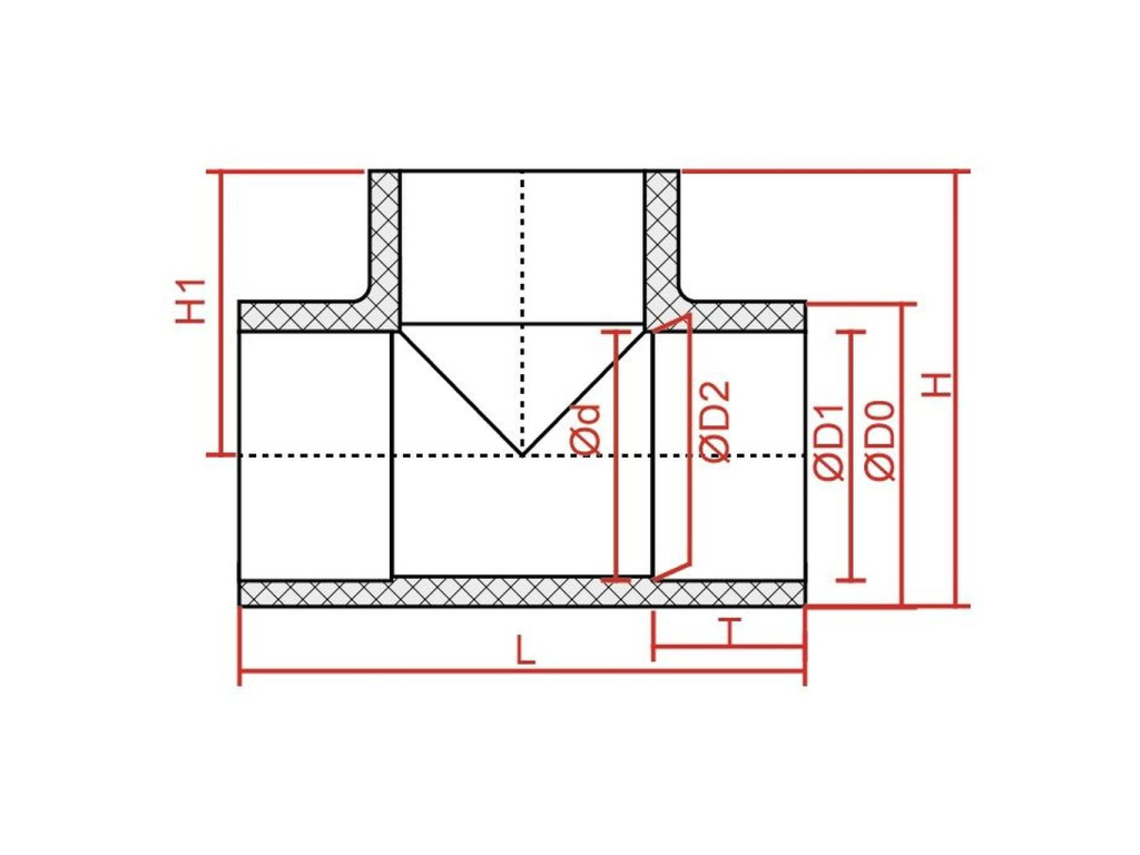PVC tvarovka - T kus na hadici 125 mm, 90° | Chlorito.cz