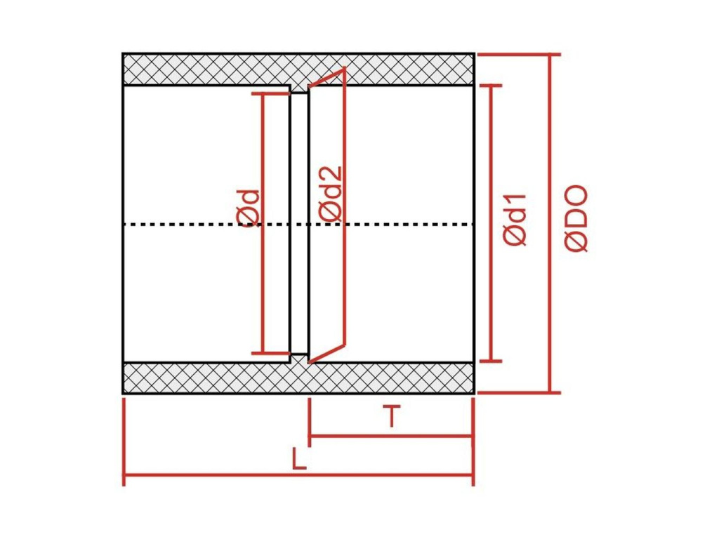 PVC tvarovka - mufna, 2x lepený spoj, 75 mm | Chlorito.cz