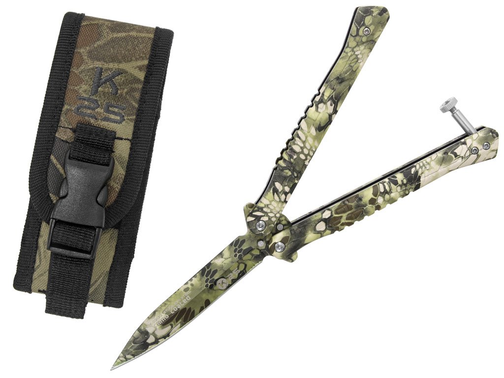 Nůž motýlek K25 02132 zelený | Chytrý bojovník