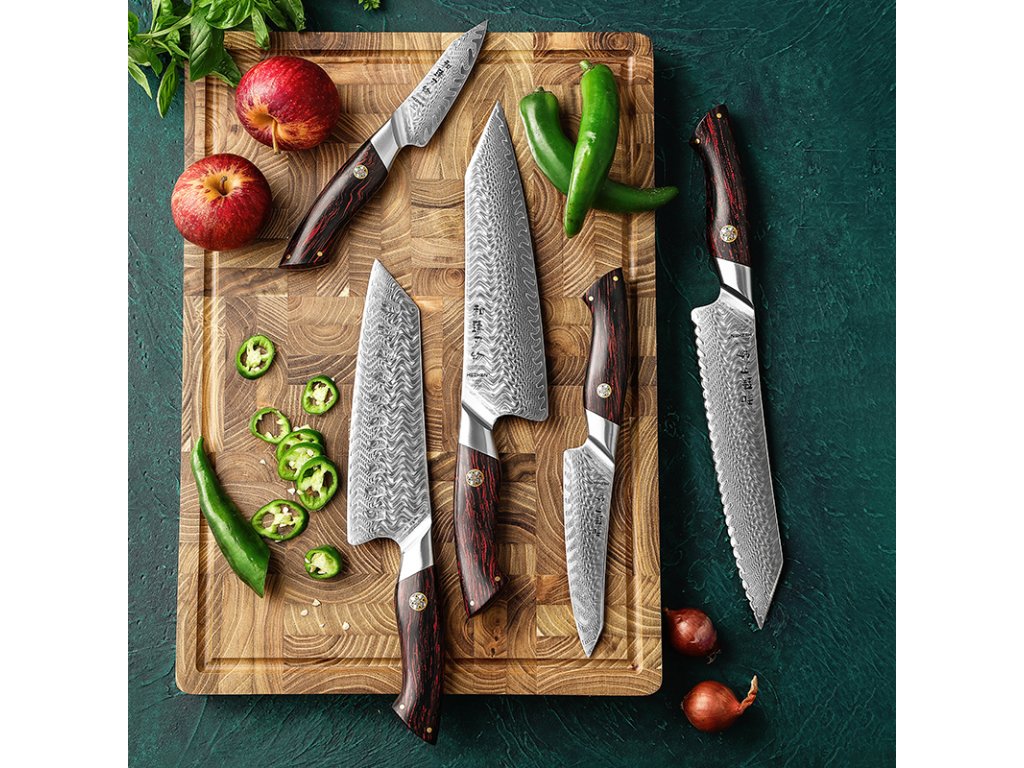 Kuchyňský set 5 nožů Hezhen® B38 z damaškové oceli v dárkovém balení jen za 9 317 Kč | Vyberte ...