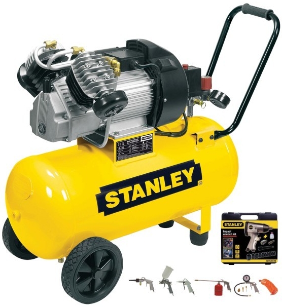 STANLEY DV2 400/10/50 + KIT Kompresor 2válcový + PŘÍSLUŠENSTVÍ, olejový ...