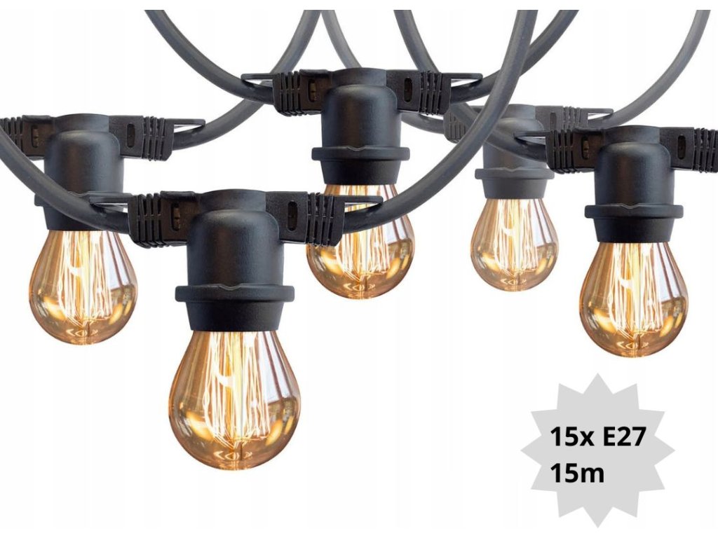 Vonkajšia svetelná reťaz 15m - Dizajnland.sk