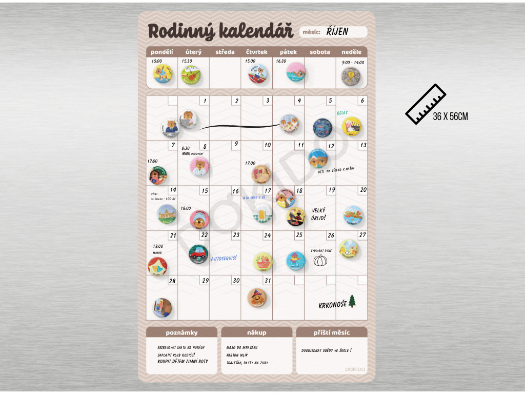 Velký magnetický rodinný kalendář popisovací