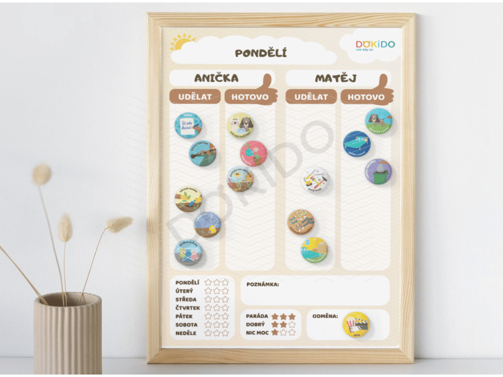 To-do list - tabulka seznam úkolů pro děti - magnetky | Dokido.cz