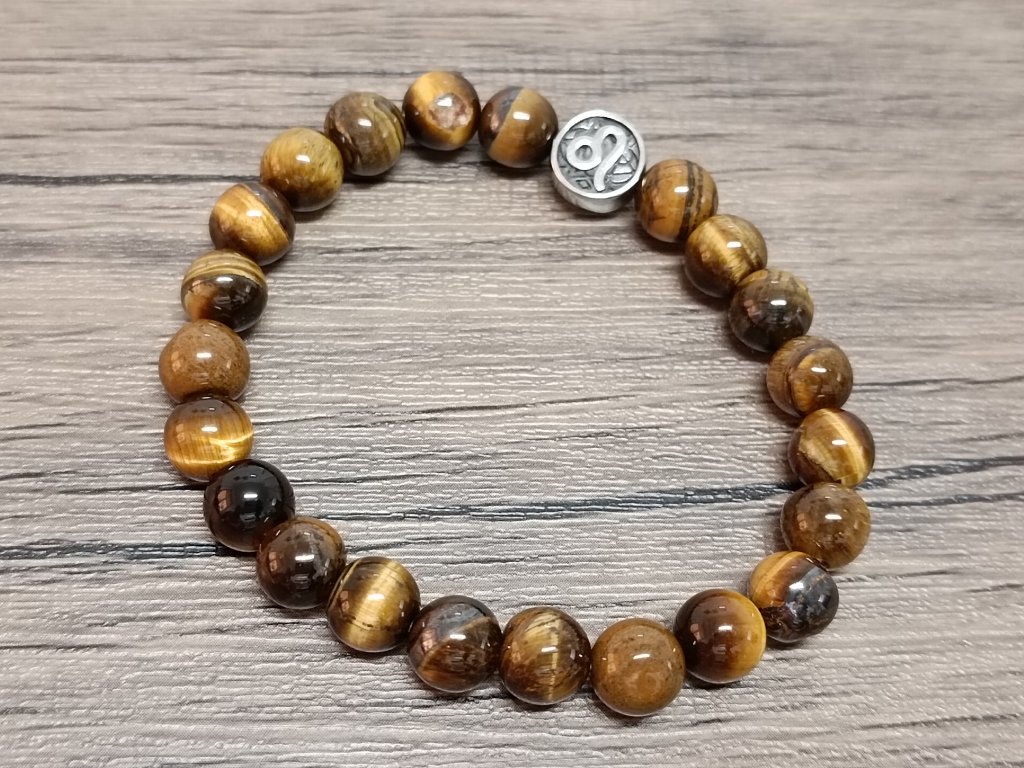 Náramek tygří oko 8mm znamení Lev - domeli.cz