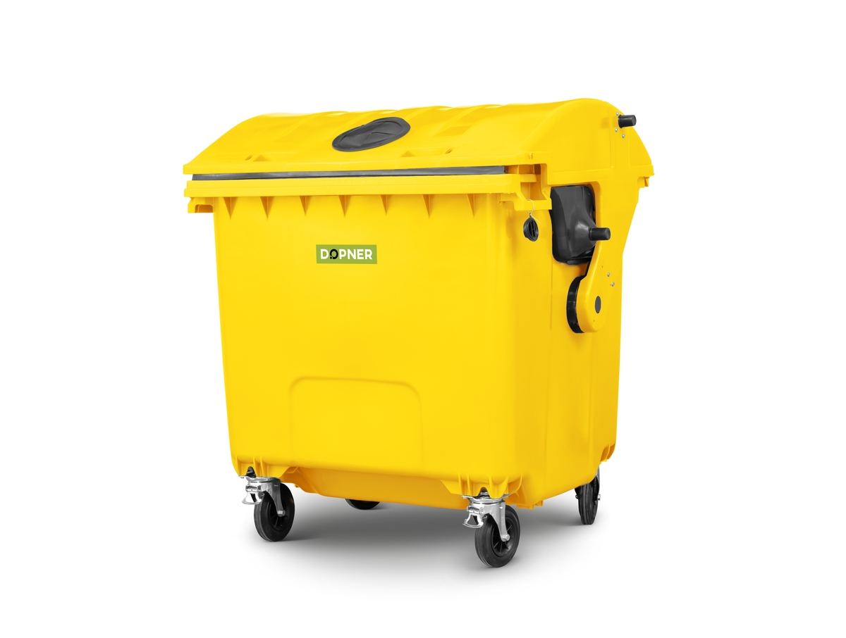 Kontejner 1100 l plastový s vhozem na plasty DOPNER, žlutý - Dopner.cz