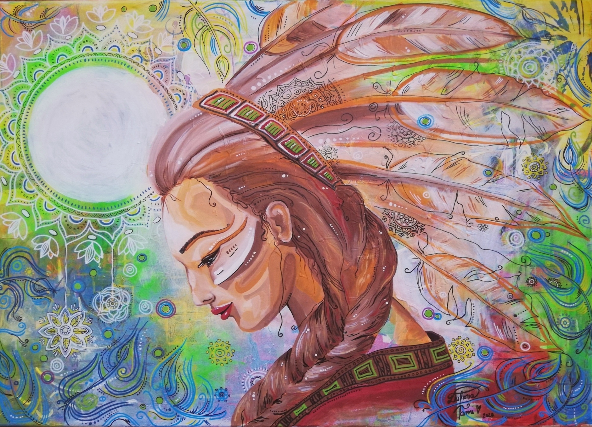 Obraz INDIÁNKA styl 1. - Reprodukce - Duhová Tami