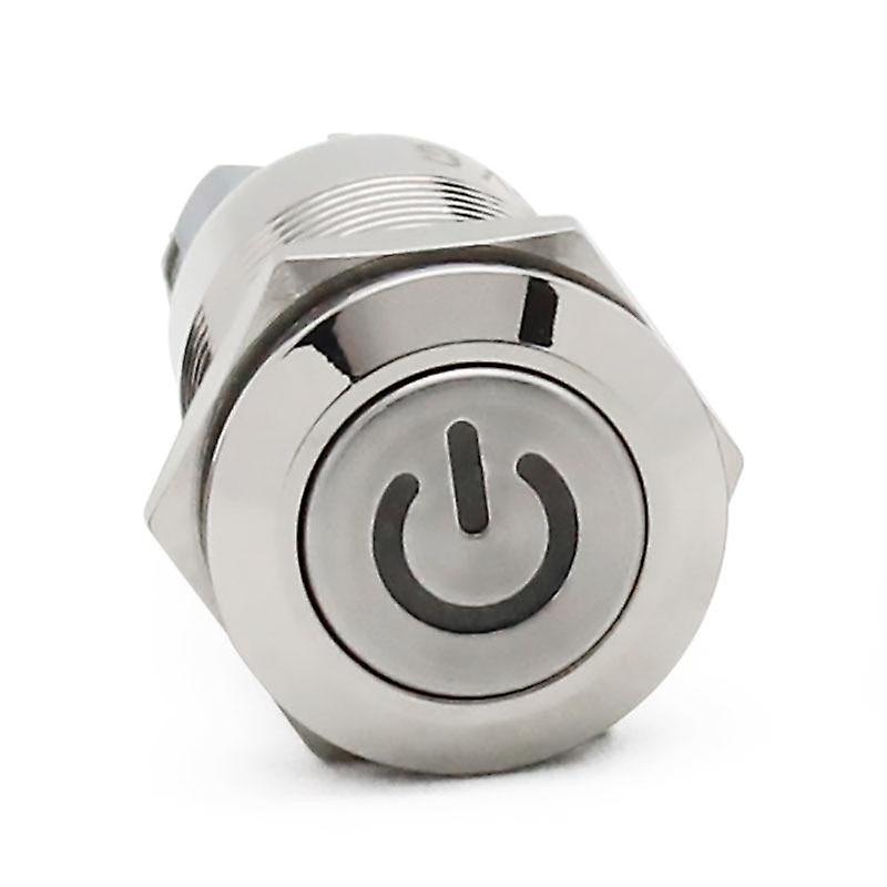 Flat Head 12MM 110-220V Waterproof Momentary Self-Reset Metal Push ...