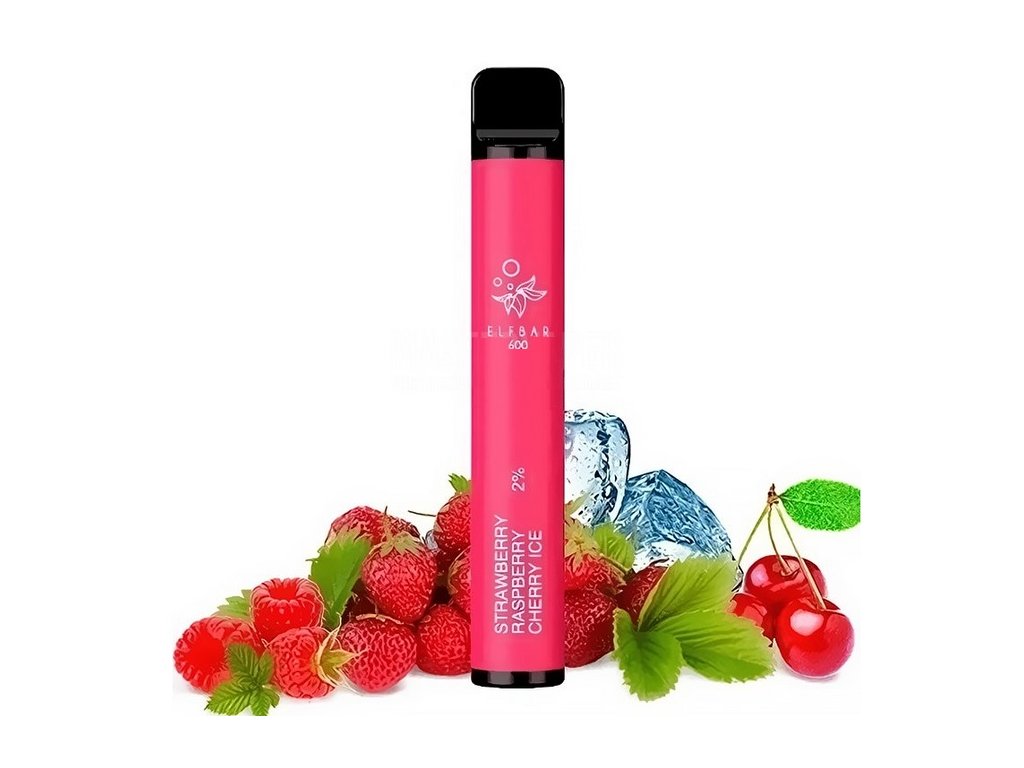 Jednorázová E Cigareta Elf Bar 600 Strawberry Raspberry Cherry Ice 20mg