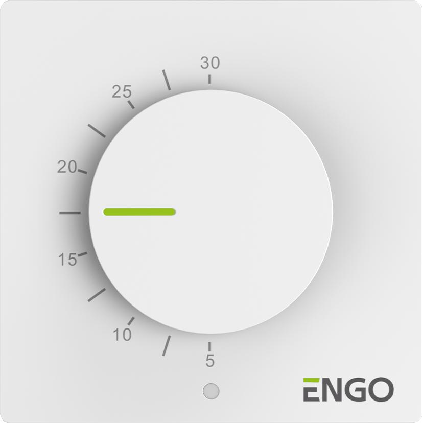 ENGO Controls ESIMPLE-230W - regulátor teploty, 230V, bílý, denní, povrchová montáž s knoflíkem ...