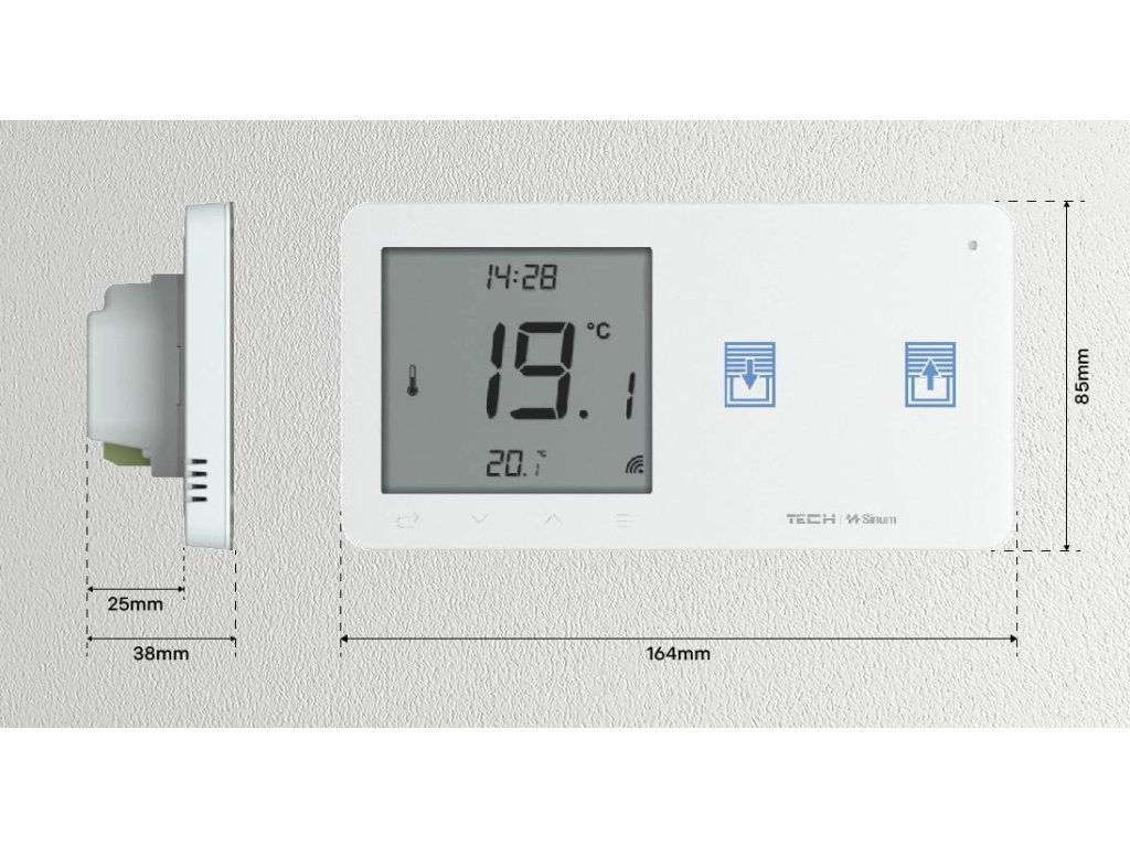 WZR-02MP káblový izbový ovládač s roletovým spínačom biely Tech Controls - eltrox.sk