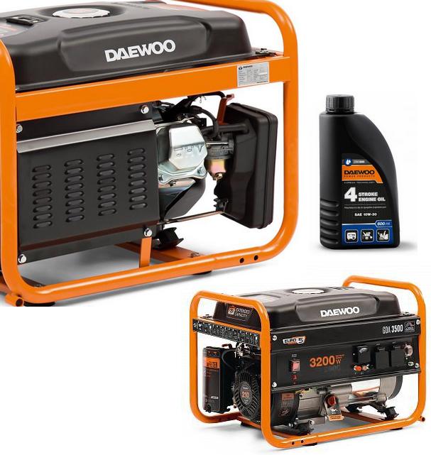DAEWOO GENERÁTOR GDA 3500E 2,8 kW + OLEJ GENERÁTOR SAE 10W-30 DWO 600 - eltrox.sk